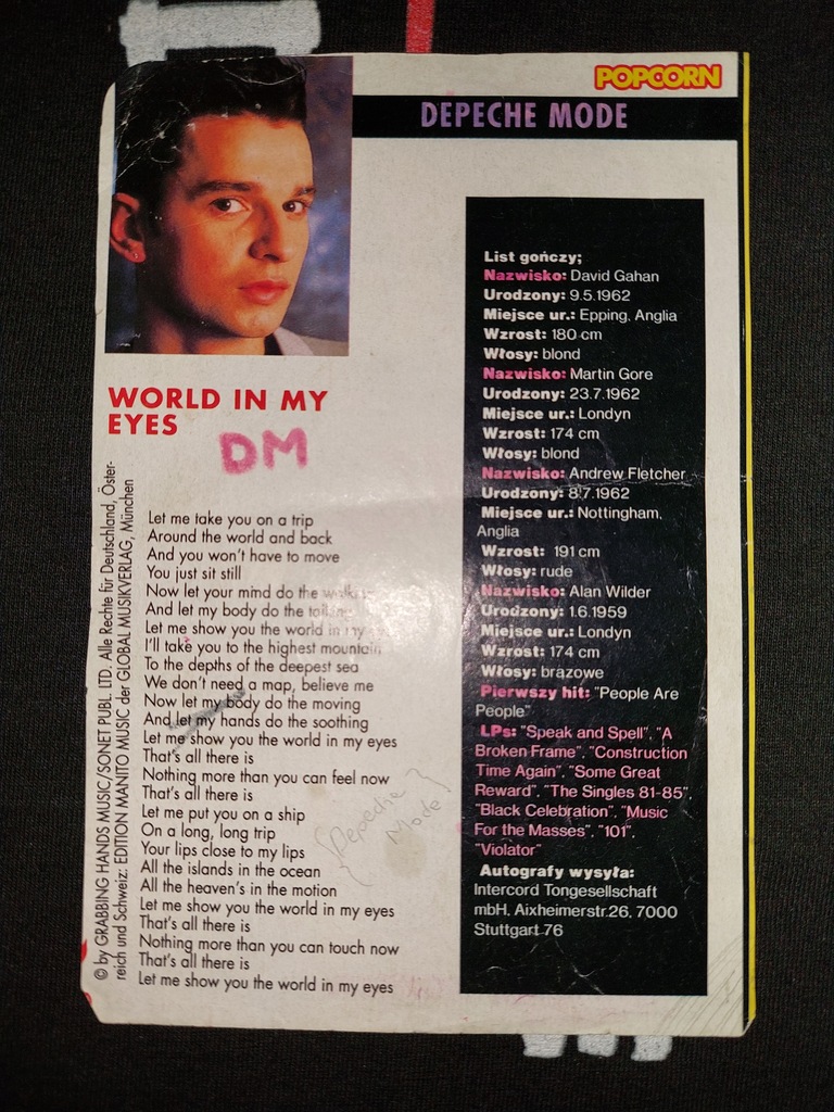Depeche Mode World In My Eyes tekst z POPCORN 1990 - 12864220929 ...