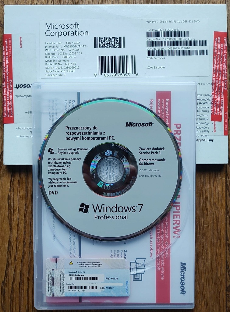 Windows 7 Pro SP1 64bit PL / W10 / W11 - 13264152627 - oficjalne archiwum Allegro