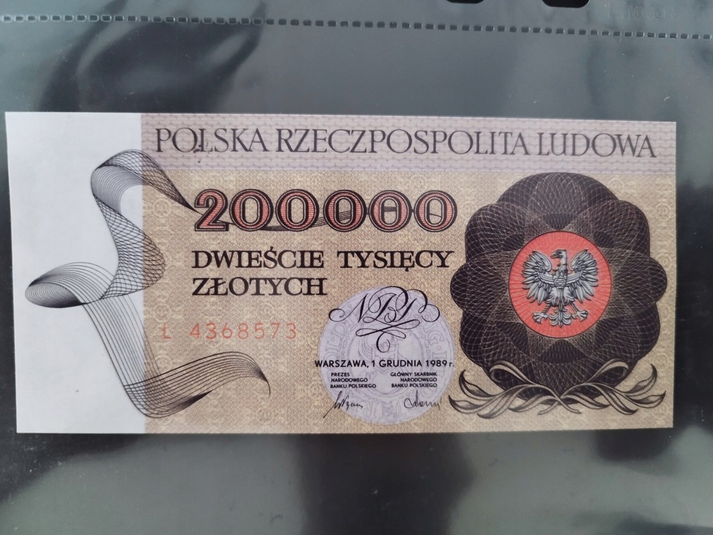 banknot 200000 zł 1989 UNC Destrukt - 12392121441 - oficjalne archiwum ...