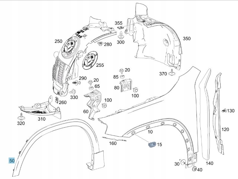 Osłona boczna nadkola Mercedesa GLB 247 - 12234085020 - oficjalne ...