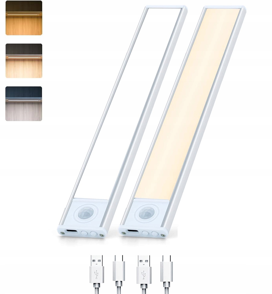 2SZT LISTWA MEBLOWA LED OŚWIETLENIE PODSZAFKOWE Z CZUJNIKIEM RUCHU ...