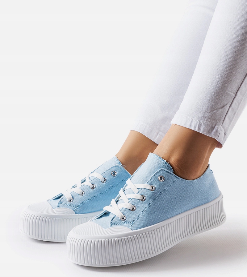 Niebieskie trampki gruba platforma 26036 26036 rozmiar 40 - 14494853731 ...