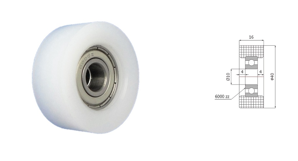 Rolka poliamid proste z łożyskiem fi 40mm fi 10mm - 7803732647 ...