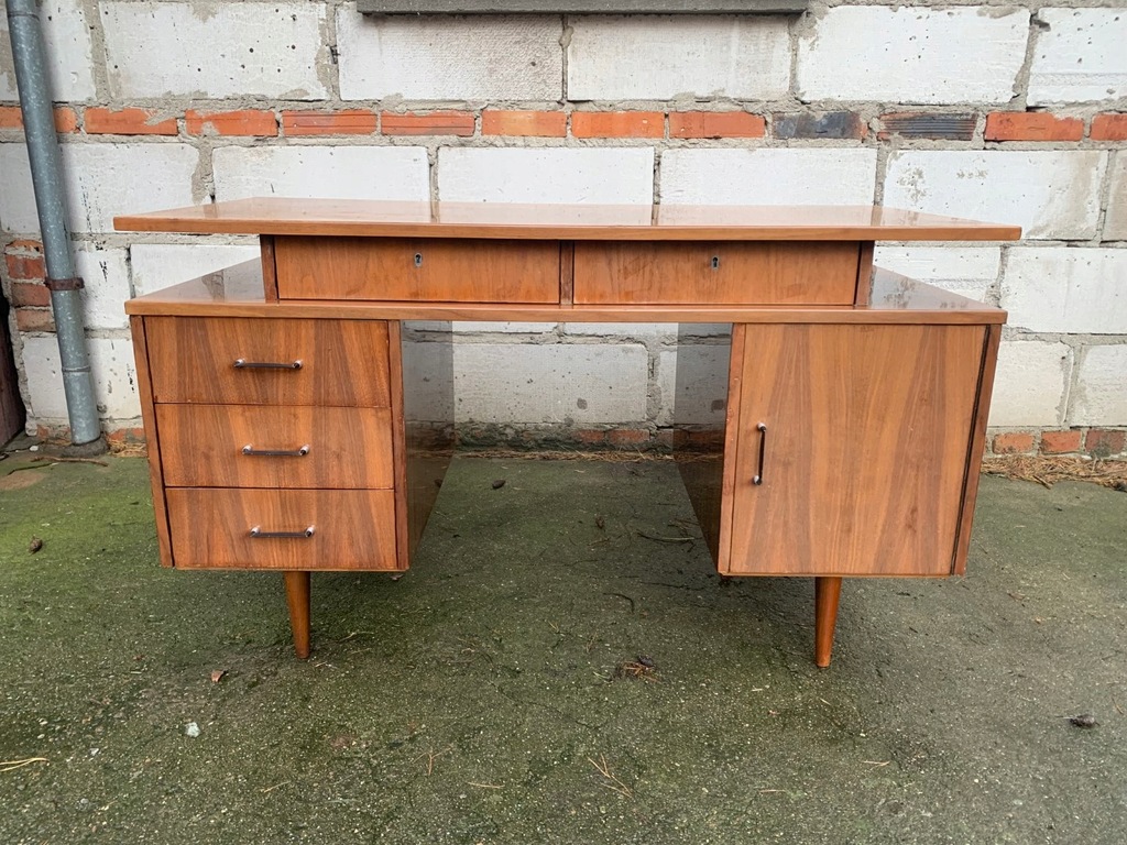 Piękne dwustronne biurko - PRL - Połysk - 11576699160 - oficjalne ...