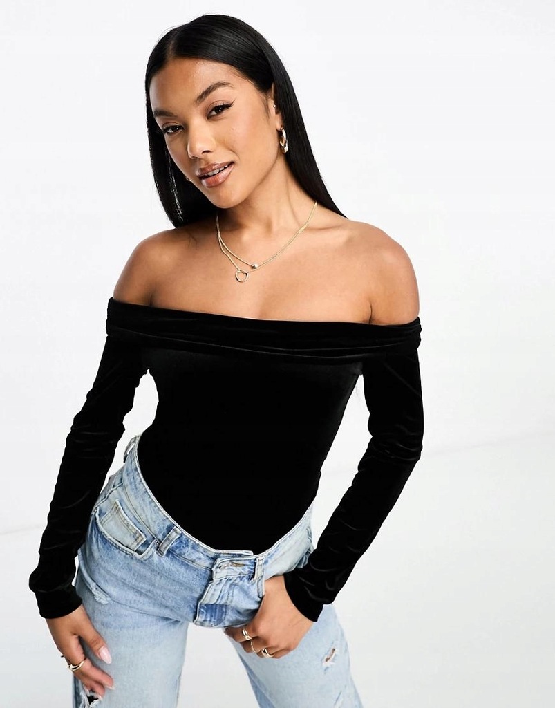 ODKRYTE RAMIONA STRINGI A0I NG7__XXL GLAMOROUS CZARNE WELUROWE BODY ...