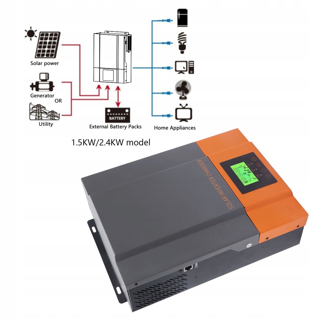 Solarny hybrydowy regulator 2.4KW 24V 80A MPPT - 13538733111 ...