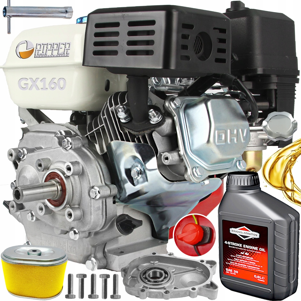 SILNIK SPALINOWY GX160 REDUKTOR 1/2 7KM 20MM +OLEJ - 13994183610 - oficjalne archiwum Allegro