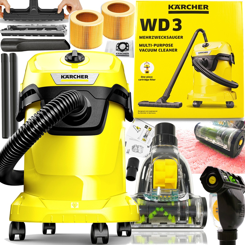 KARCHER NOWY MODEL ODKURZACZ BEZWORKOWY WD3 TURBO - 11726971925 - oficjalne archiwum Allegro