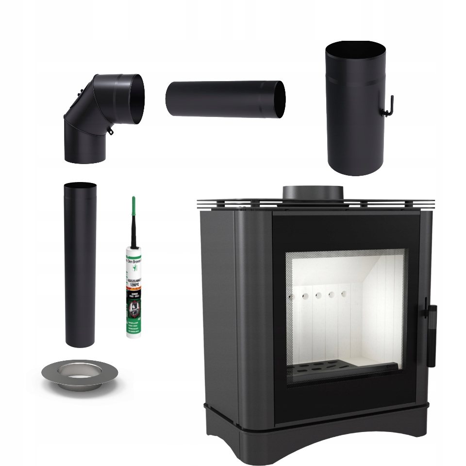 Koza VEGA fi150+zestaw przyłącz komin CEGŁA+szyber - 11315528385 - oficjalne archiwum Allegro