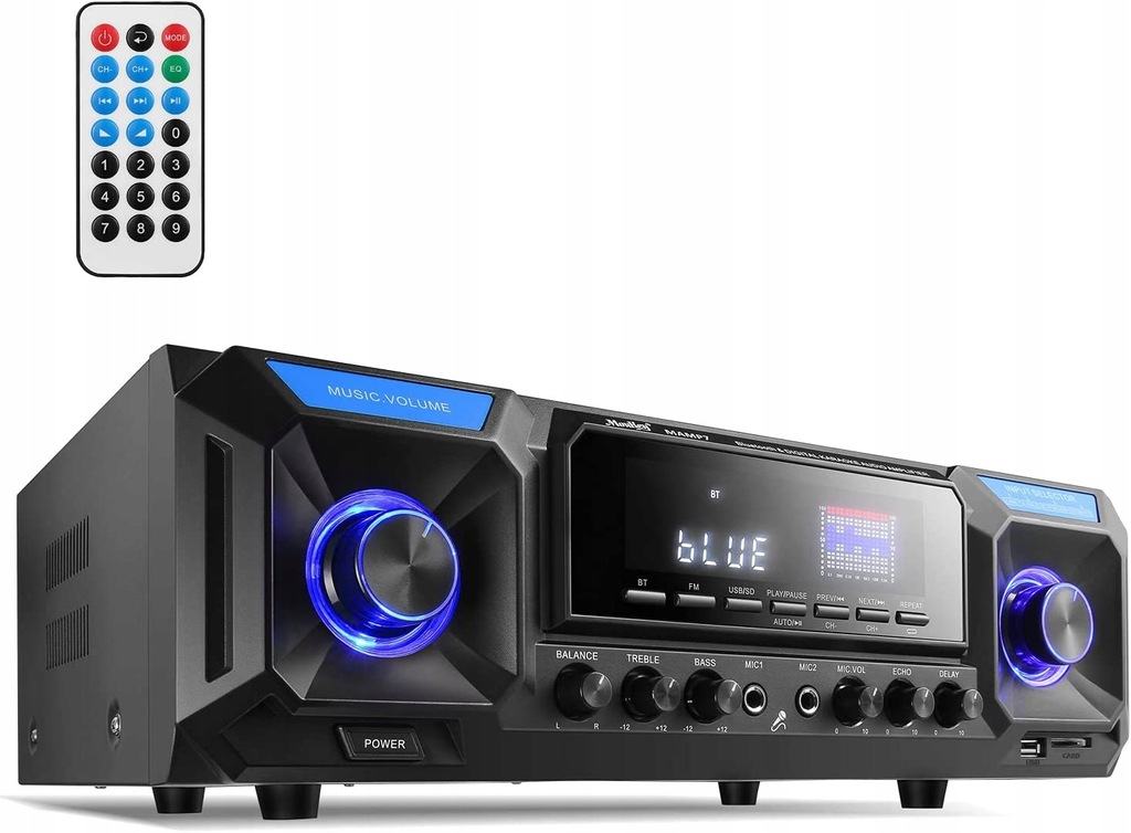 Wzmacniacz mocy stereo bluetooth USB FM SD - 12916098519 - oficjalne archiwum Allegro