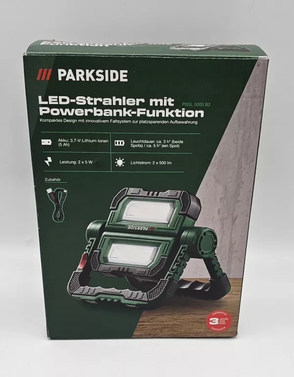 REFLEKTOR LED Z FUNKCJĄ POWERBANK PARKSIDE PBSL 5000 B2 KOMPLET ...