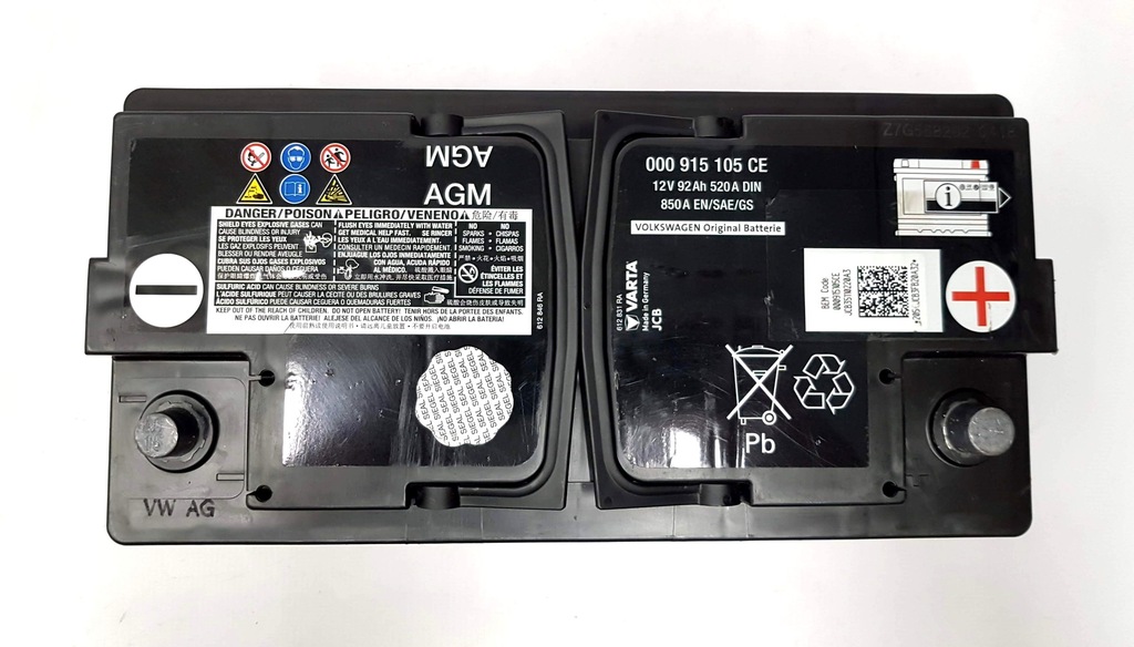 Akumulator AGM VW Audi Skoda 92Ah 520A 000915105CE - 7410860536 ...