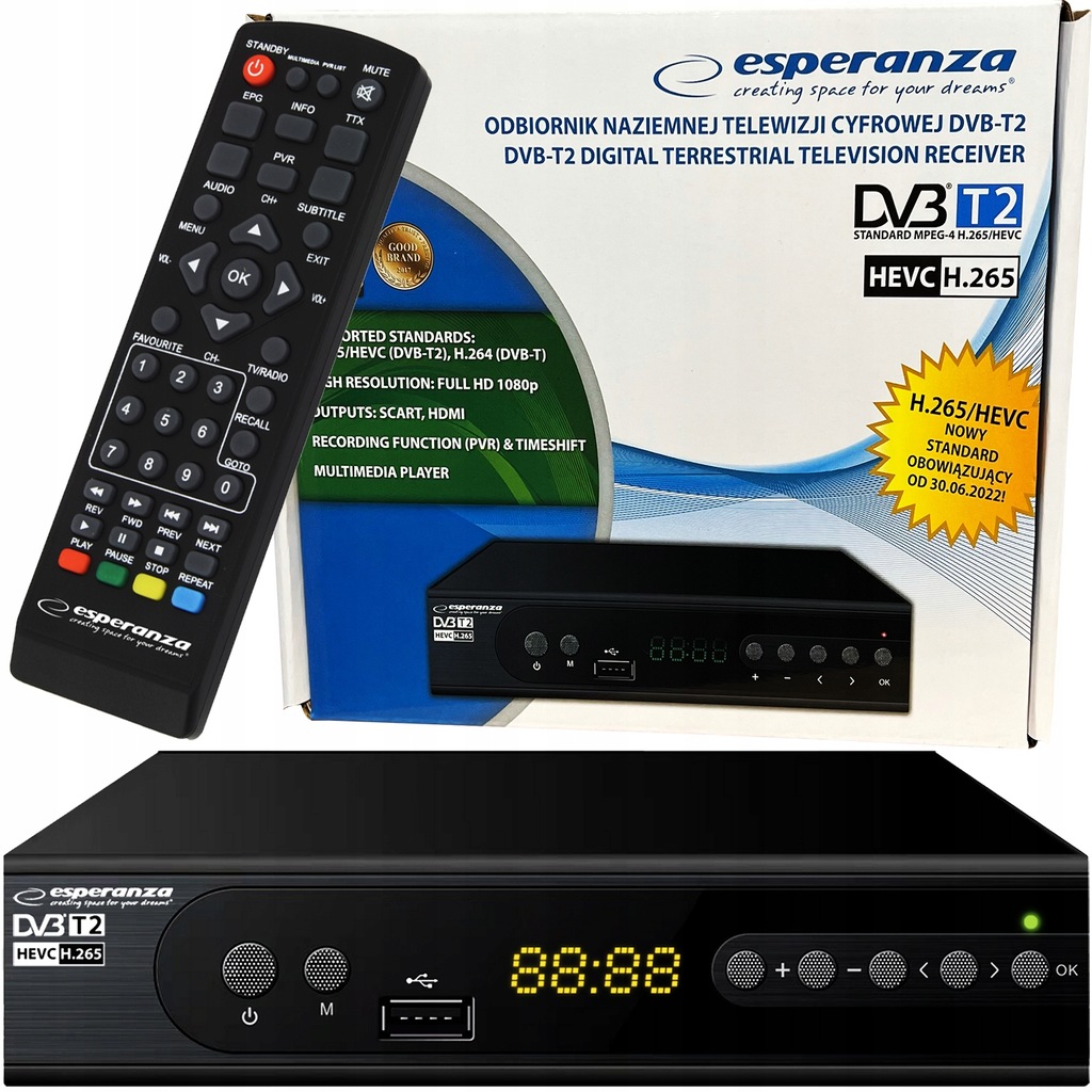 DEKODER TUNER TV NAZIEMNEJ HD DVB-T DVB-T2 + WiFi - 12017361490 ...