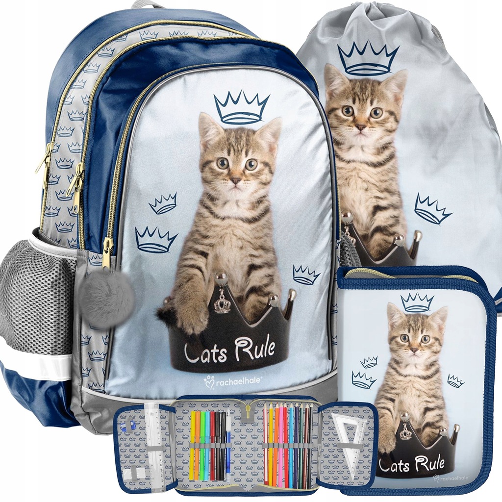 PLECAK SZKOLNY Z KOTKIEM KOTEM ZESTAW DZIEWCZYNKI - 6912507478 - oficjalne archiwum Allegro