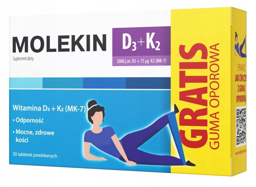 MOLEKIN witamina D3+K2 MK-7 + GUMA OPOROWA 30tab. - 12563677251 ...