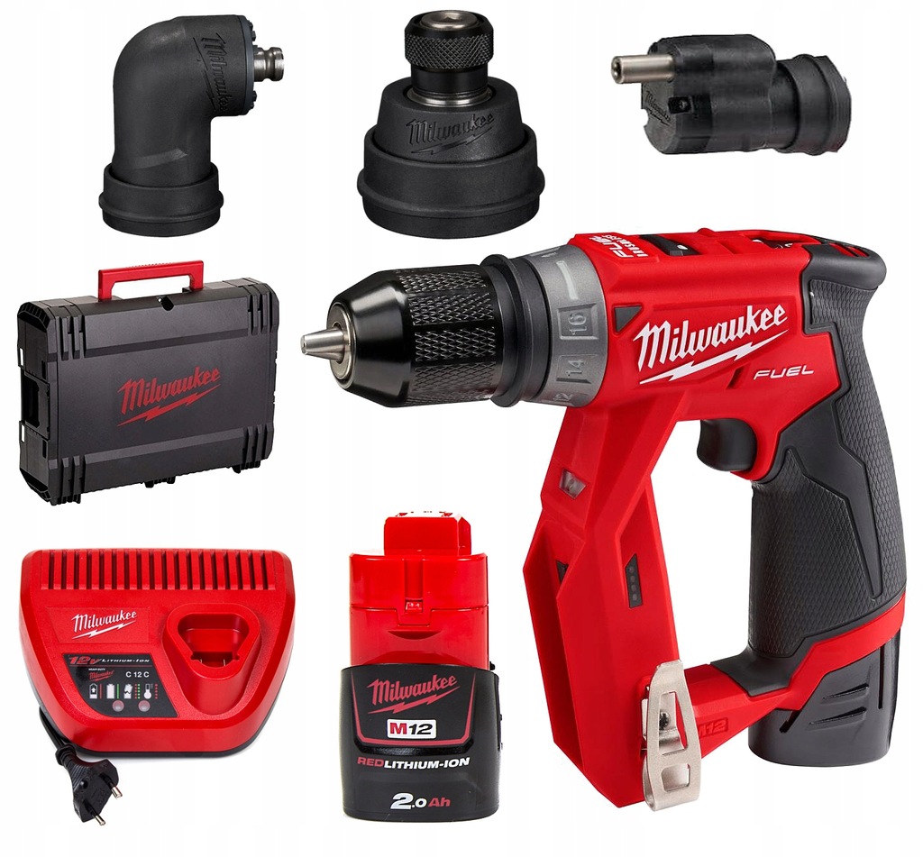 MILWAUKEE M12 FDDX-202X wkrętarka 2x2Ah+ 4 Uchwyty - 9110265185 ...