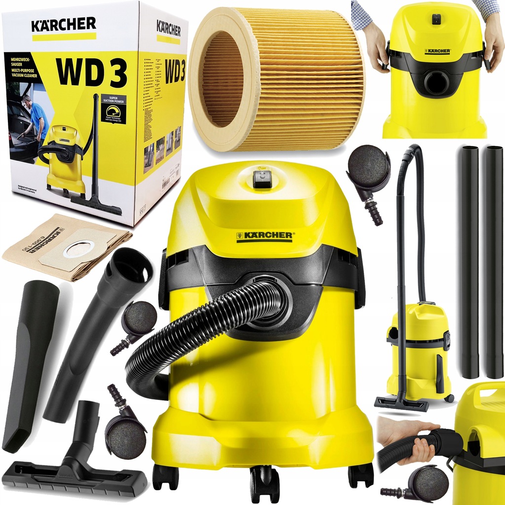 KARCHER WD 3 PRO ODKURZACZ DO DOMU GARAŻU FIRMY - 7158077057 - oficjalne archiwum Allegro