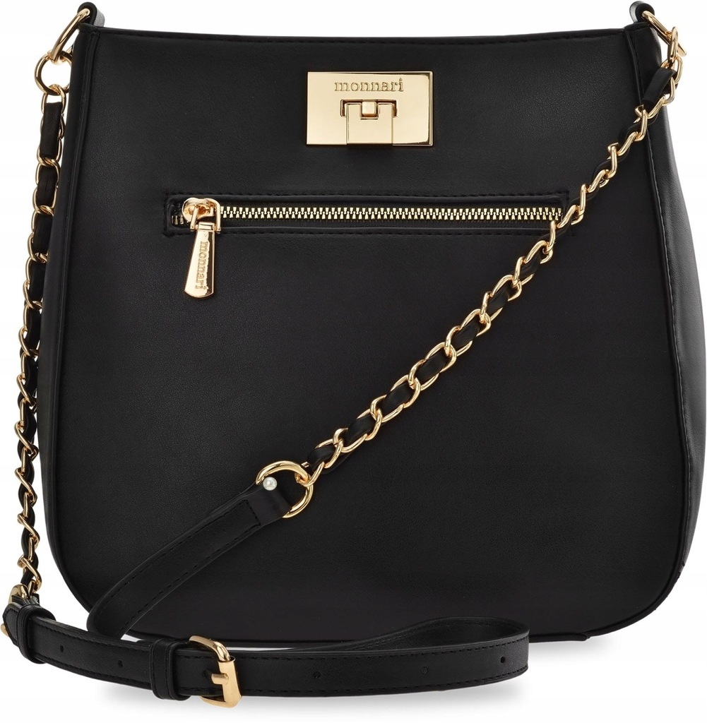 MONNARI Torebka LISTONOSZKA Czarna ELEGANCKA Ramię - 13323590531 - oficjalne archiwum Allegro