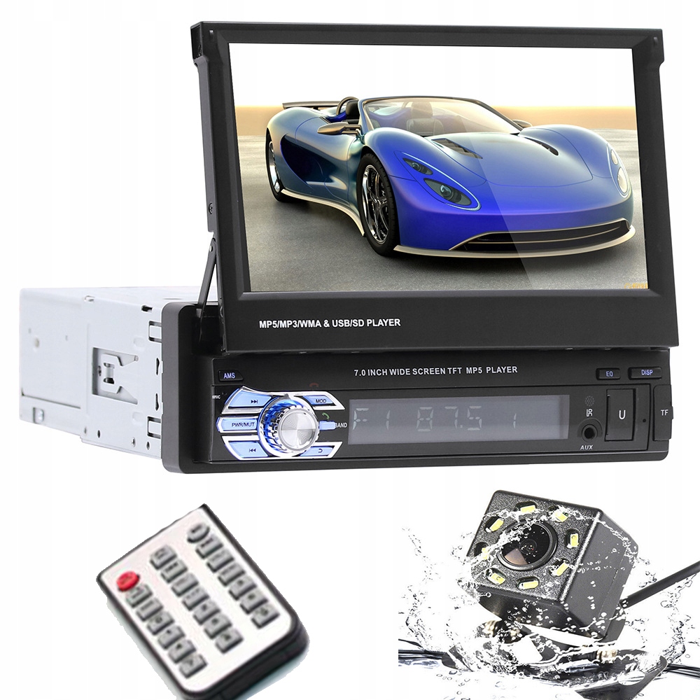 RADIO SAMOCHODOWE 1DIN 7'' BT WYSUWANY EKRAN DOTYK - 13978091677 - oficjalne archiwum Allegro