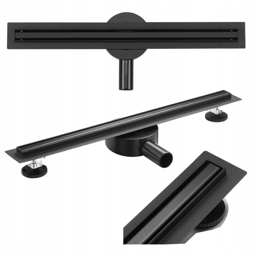 ODPŁYW LINIOWY WĄSKI SLIM NISKI CZARNY 80 CM BLACK - 11701984907 ...