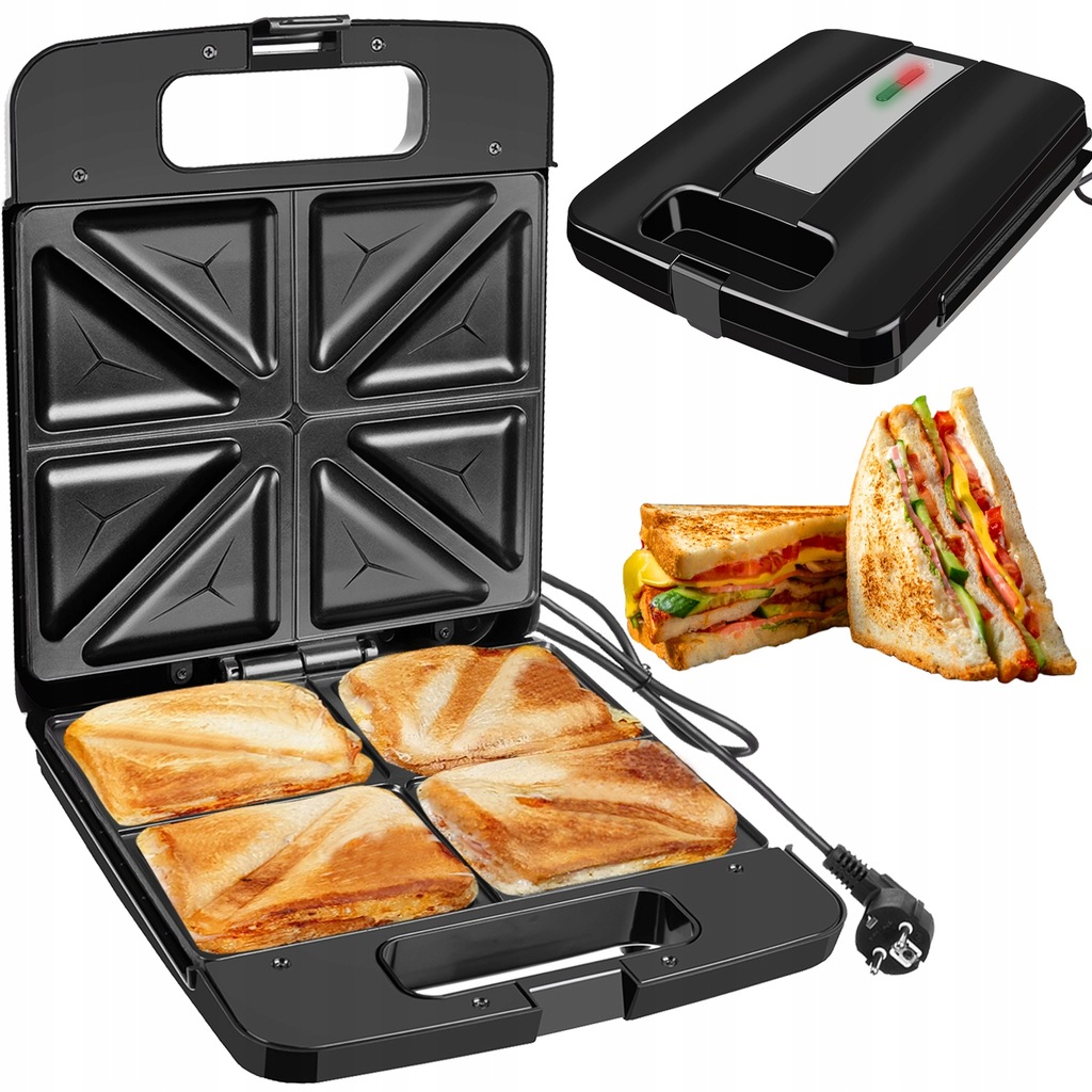 Toster Opiekacz do Kanapek 4 Tostów Sandwich 1400W - 12643802365 ...