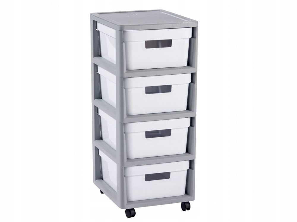 CURVER Regał INFINITY 4x11L Szaro/biały 231559 - 7779409381 - oficjalne ...