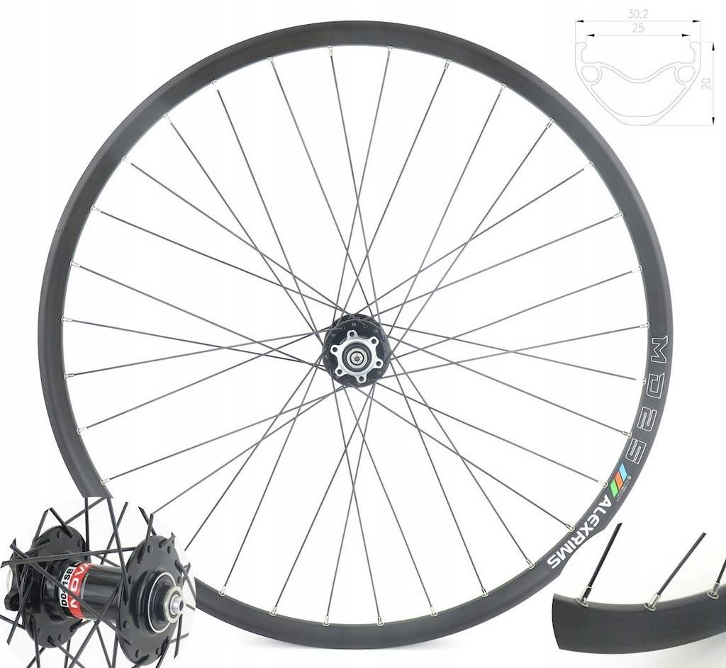Koło rowerowe przód 27,5 Alexrims MD25 novatec - 12616261241 ...
