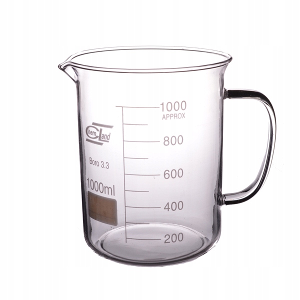 Zlewka niska szklana z uchem, skalowana 1000 ml - 11283855676 - oficjalne archiwum Allegro
