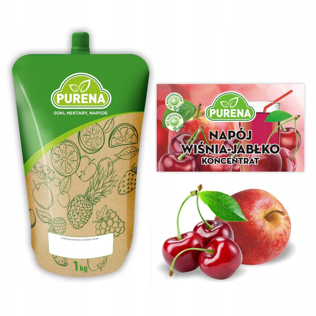 Napój jabłko-wiśnia (koncentrat) PURENA 6l/1kg - 12320100800 - oficjalne archiwum Allegro