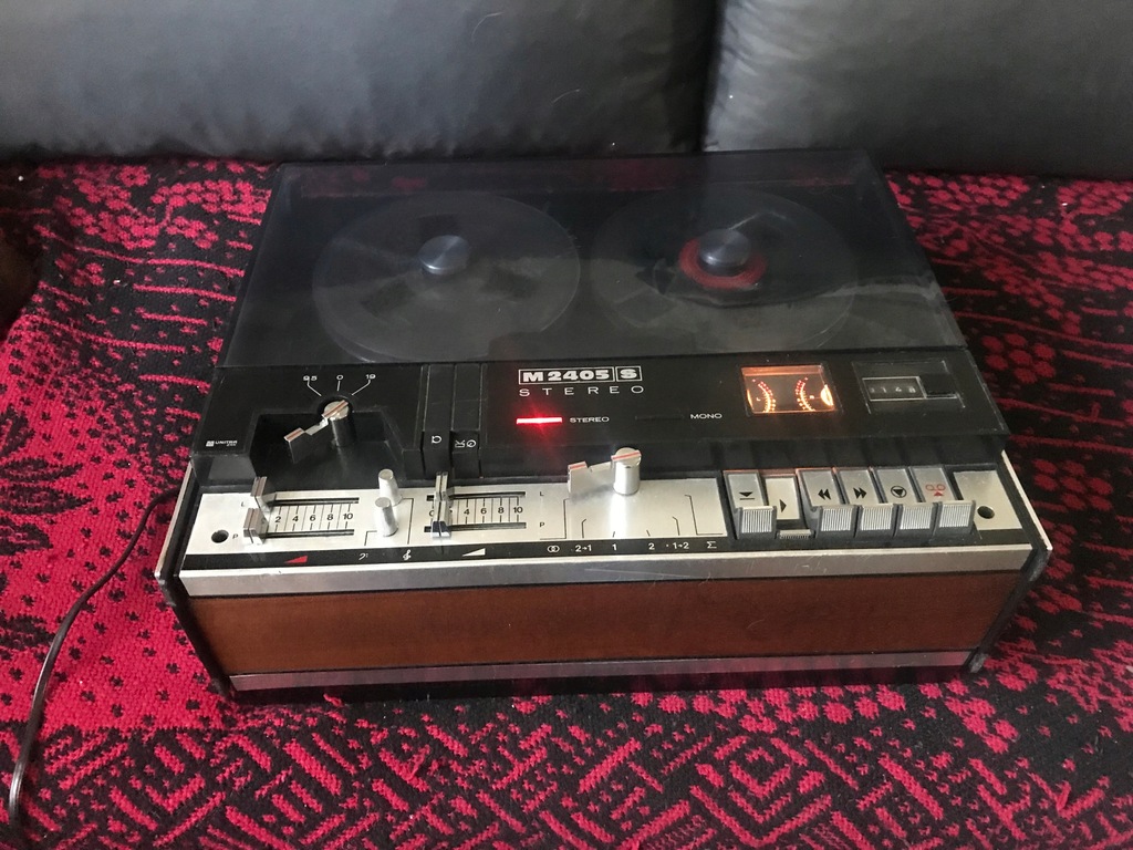 Magnetofon szpulowy PRL Unitra M2405S, nowe paski - 13056430405 - oficjalne archiwum Allegro