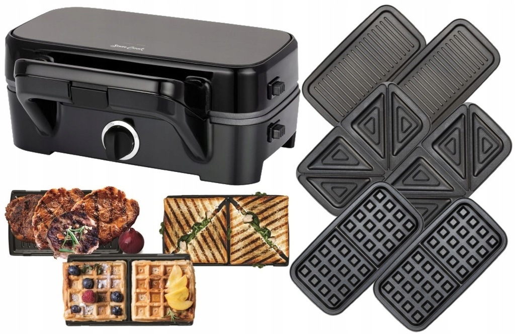 OPIEKACZ GOFROWNICA GRILL 3w1 SAM COOK PSC-120/B - 12233487797 - oficjalne archiwum Allegro