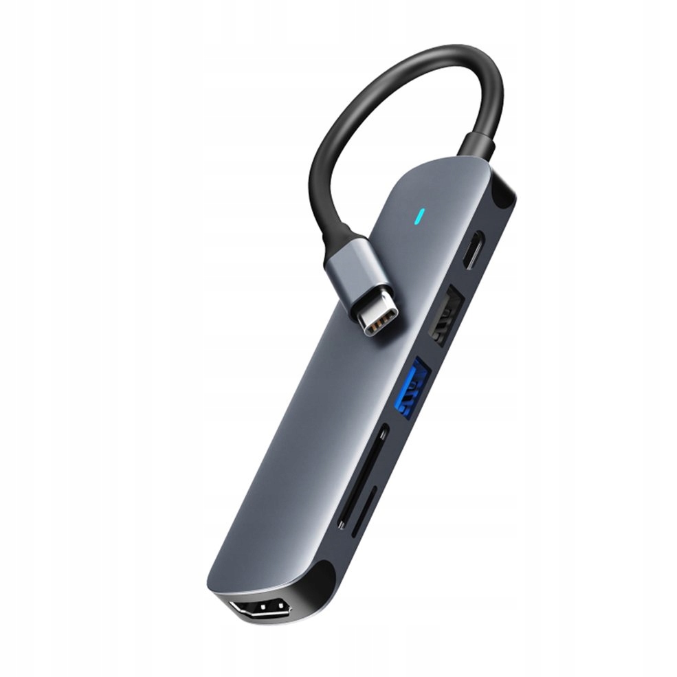 w 1 LED 6-portowy koncentrator typu C Hub USB 3.0 - 12278439791 ...