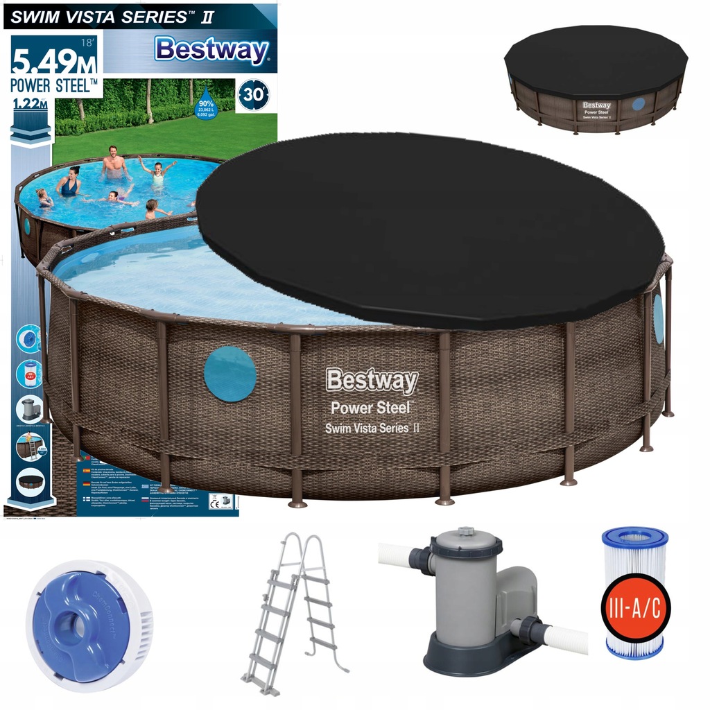 Basen ogrodowy BESTWAY PowerSteel 549x122cm 56977 - 10429634210 ...