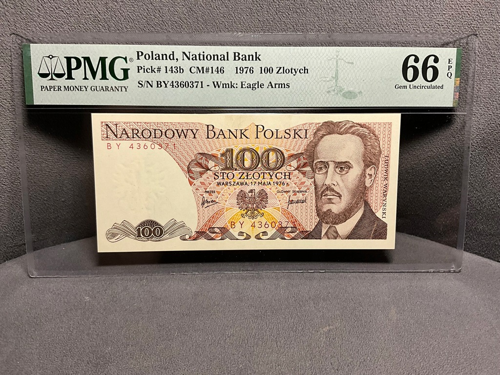 100 zł. 1976 r. PMG 66 EPQ RZADKA SERIA BY - 13940211187 - oficjalne archiwum Allegro
