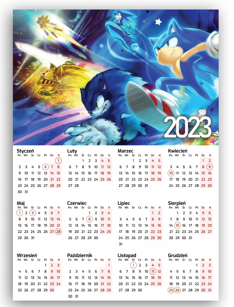 KALENDARZ PLAKATOWY A2 PDM SONIC 01 2023 - 12753684554 - oficjalne archiwum Allegro