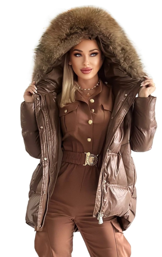 MISS FOFO Lucky Five puchowa jenot brąz czekolad M - 14630209270 ...