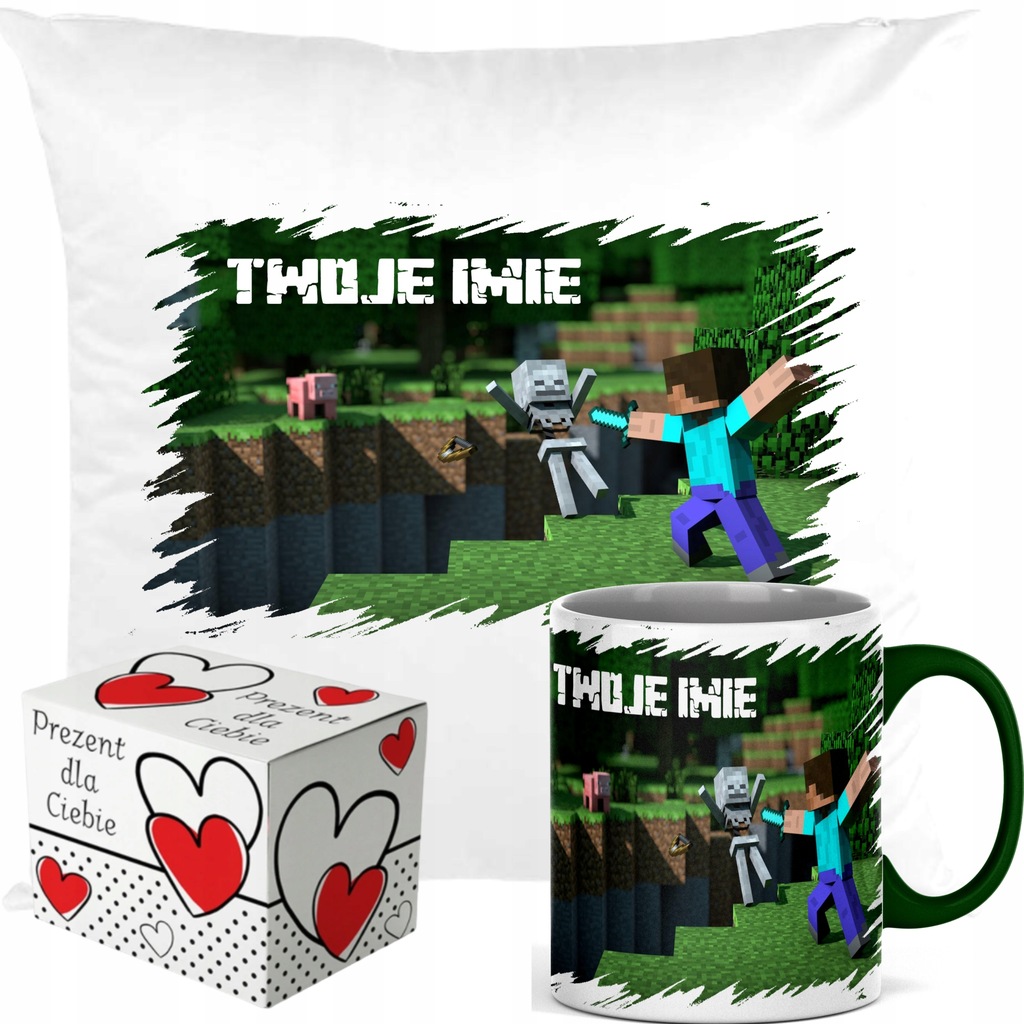 PODUSZKA KUBEK MINECRAFT PREZENT URODZINY ŚWIĘTA - 12722283300 ...