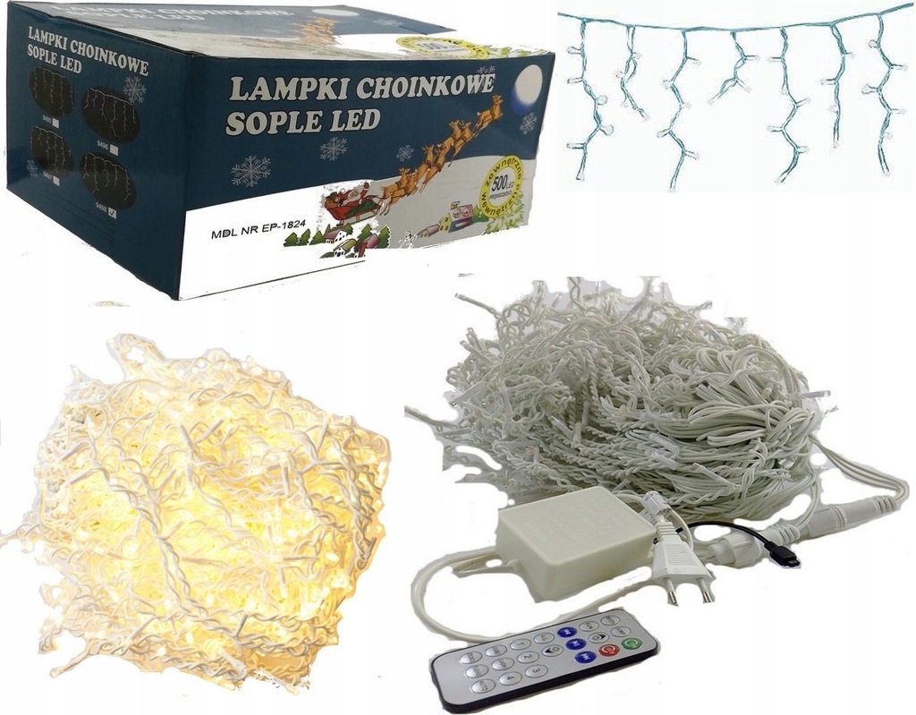 SOPLE KURTYNA 300 LED LAMPKI ZEWNĘTRZNE IP44 Białe Ciepłe Flash + PILOT ...