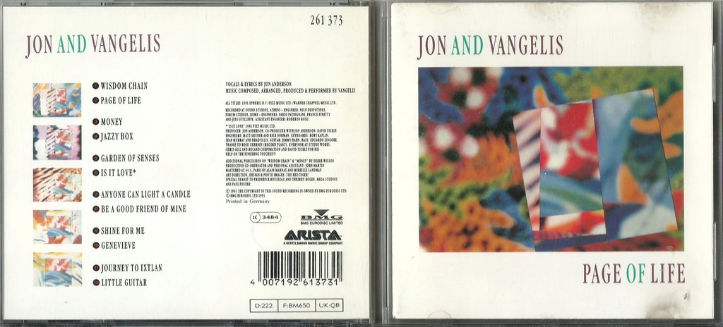 JON AND VANGELIS PAGE OF LIFE UNIKAT - 12284184118 - oficjalne archiwum Allegro