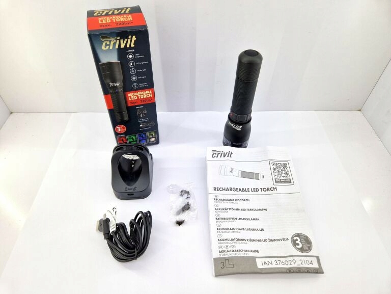 LATARKA CRIVIT RECHARGEABLE LED TORCH KOMPLET - 12093785984 - oficjalne ...