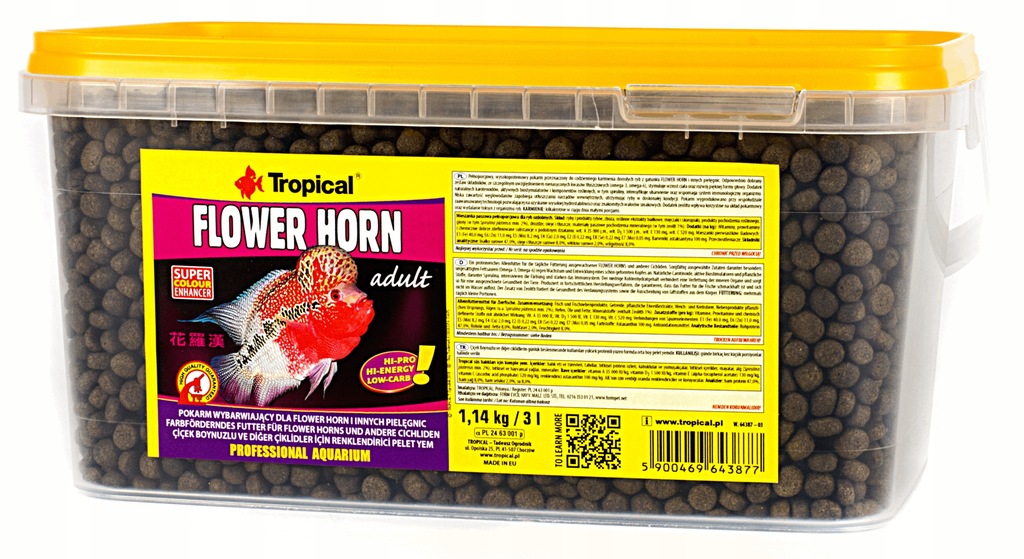 TROPICAL Flower Horn Adult Pellet Pielęgn 1,14 kg - 11021174690 ...