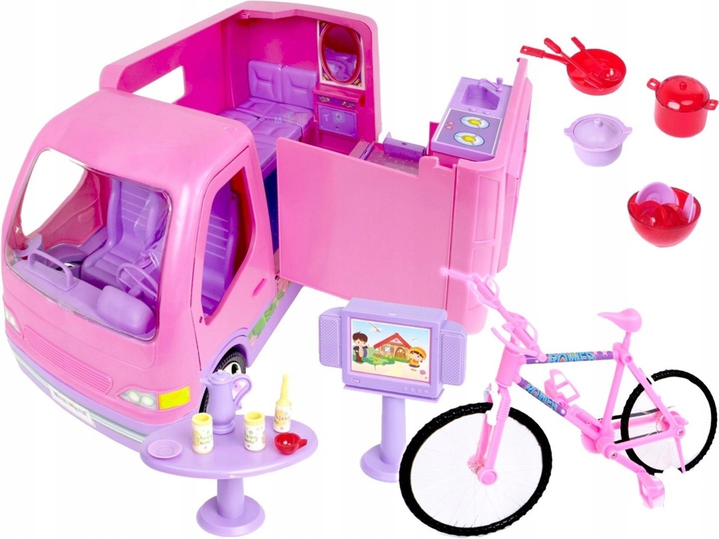 KAMPER BARBIE SAMOCHÓD KEMPINGOWY DLA LALEK 50CM - 7623389532 ...