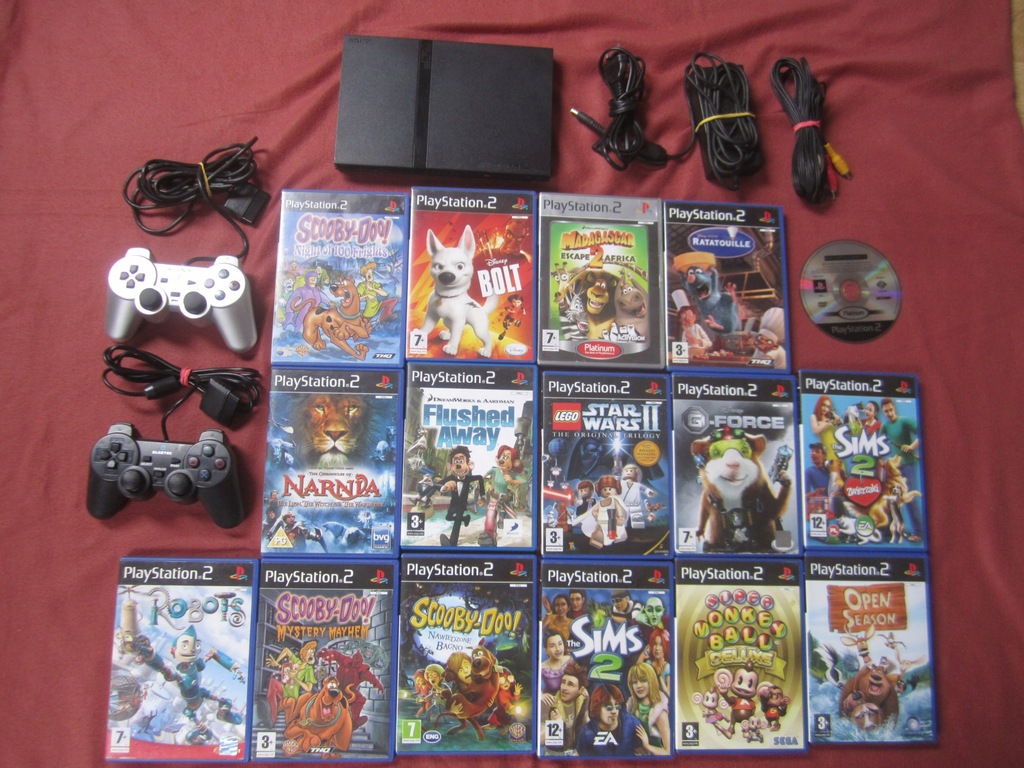 Konsola Sony Ps2 Playstation 2 SLIM Plomba 2 Pady Gry dla dzieci ...