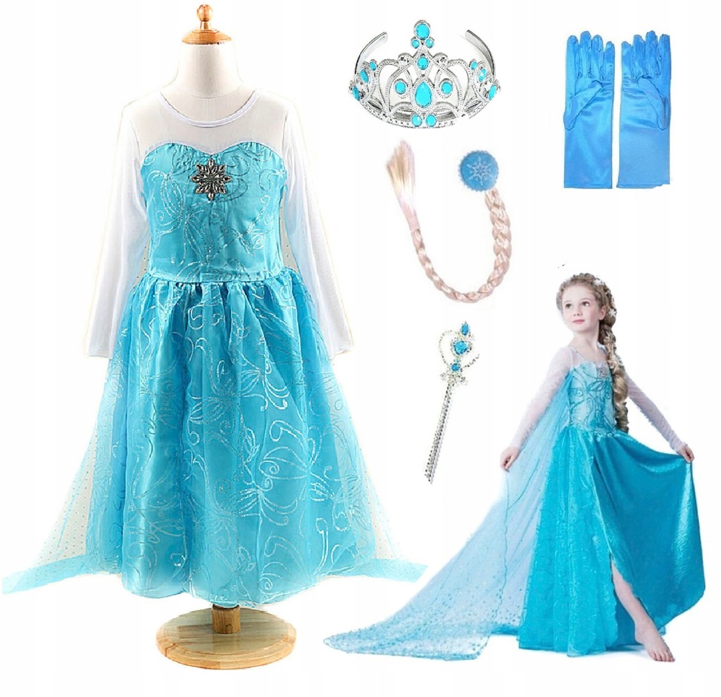 FROZEN SUKIENKA ELSA KRAINA LODU 2-3L E3 + ZESTAW - 11362880109 - oficjalne archiwum Allegro