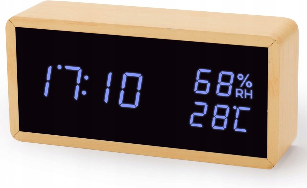 Budzik Zegar cyfrowy na baterie i USB pomiar temperatury i wilgotności - 14983571799 - oficjalne ...