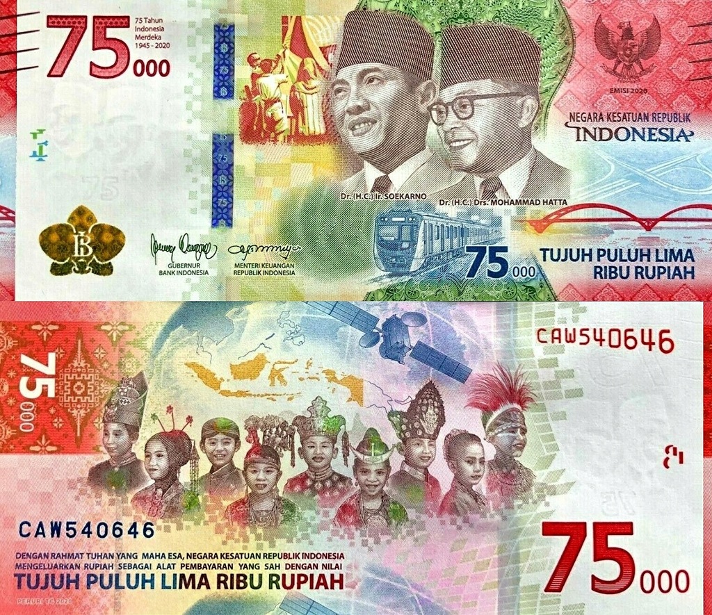# INDONEZJA - 75000 RUPII - 2020 - P-NEW - UNC - 9766597286 - oficjalne ...