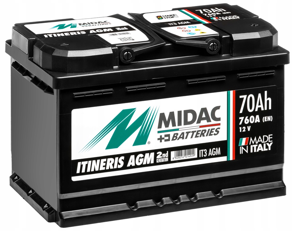 Akumulator MIDAC ITINERIS IT3 AGM 12V 70Ah 760A - 14623865686 ...