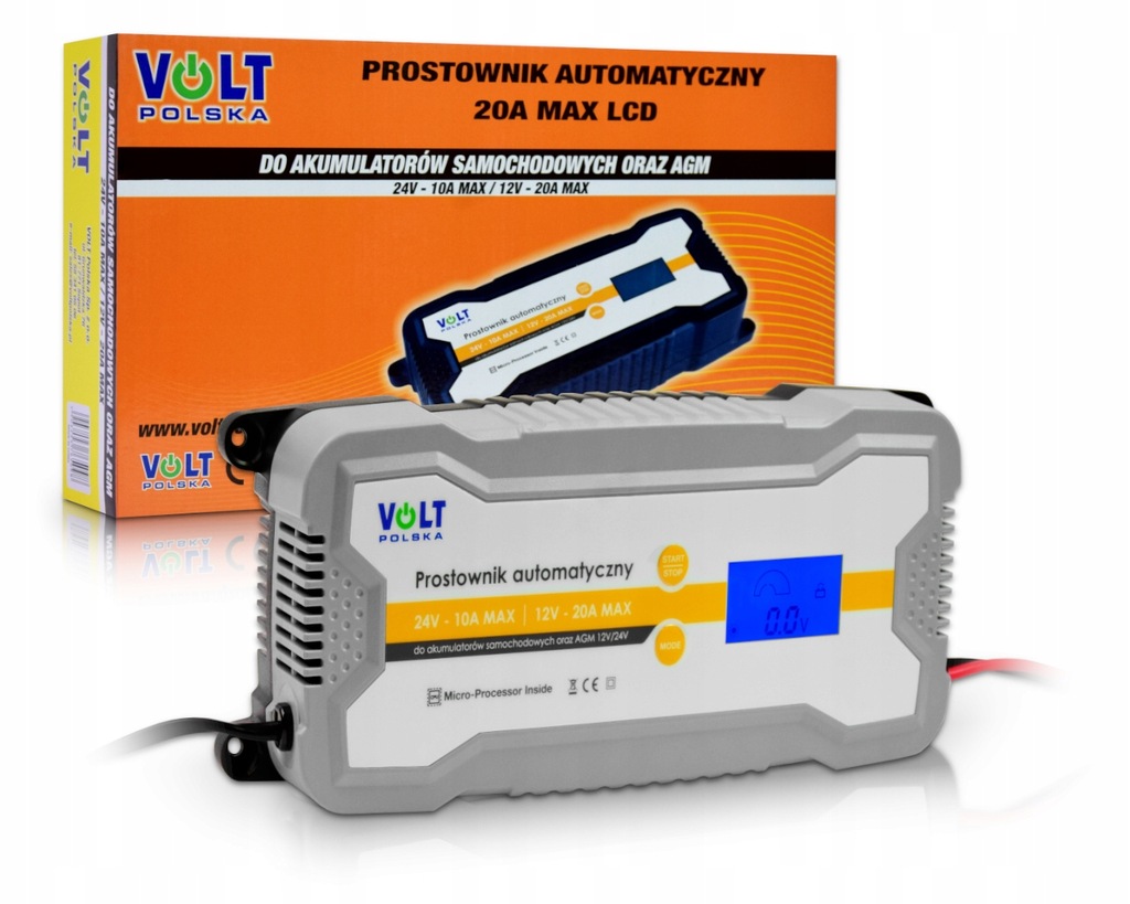 PROSTOWNIK ŁADOWARKA VOLT 12/24V 20A LCD - 8924734185 - oficjalne archiwum Allegro