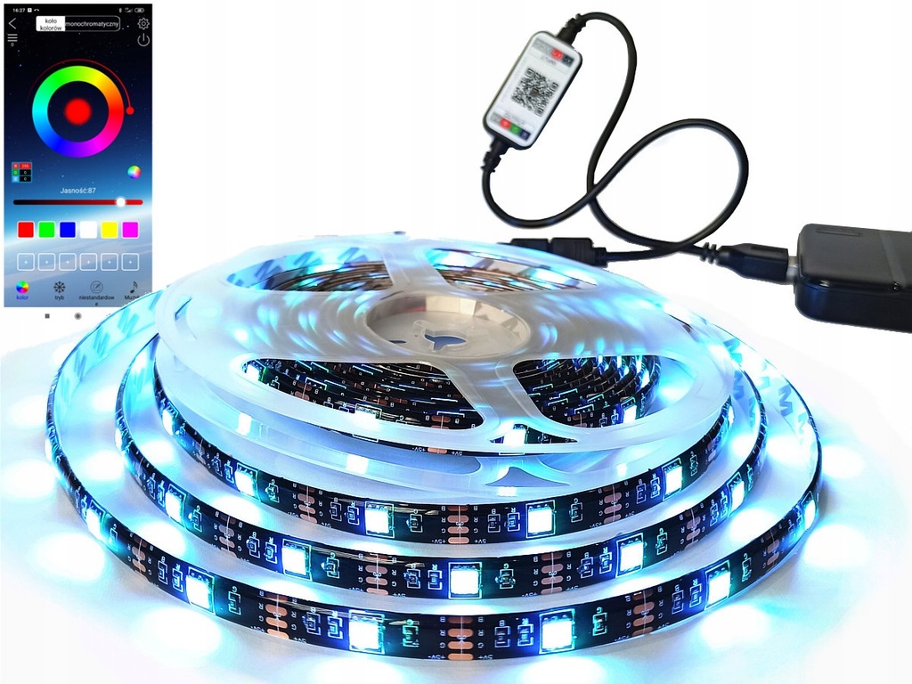 Taśma RGB led 3m bluetooth na USB pod szafkę - 11266034285 - oficjalne ...