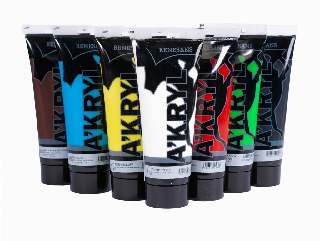 ZESTAW Farby akrylowe Renesans 200ml x 7 kolorów - 9924357633 ...